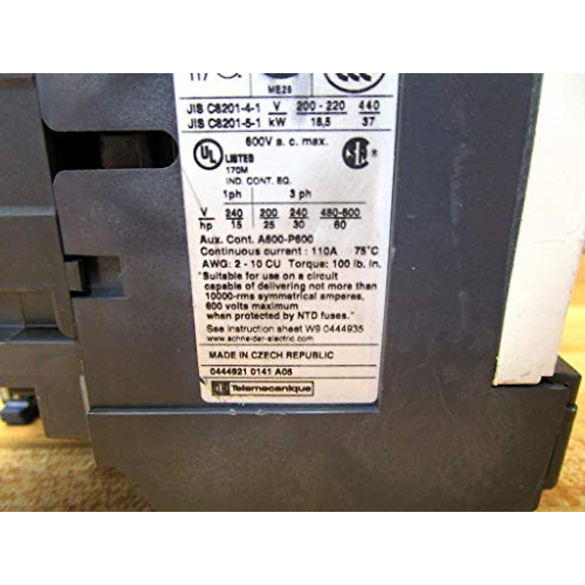 Schneider Electric LC1D80 LX1 D6 F7 Contactor LC1D80LX1D6F7