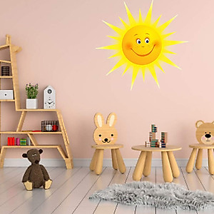 Smiling Sun Wall Sticker Wall Decal Sun Wallpaper for Kindergarten Home Room Wall Decorations
