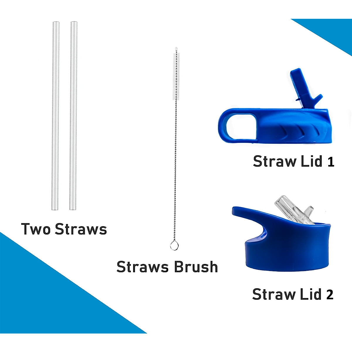 H2OBotté Kids Water Bottle for School - 14oz (Straw Lid), Reusable Leak-proof Insulated Stainless Steel Reusable water bottle for Girls, Boys (Sapphire Blue)