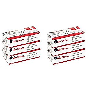 Universal Nonskid Paper Clips, Wire, Jumbo, Silver-100 ct, (6 Boxes)