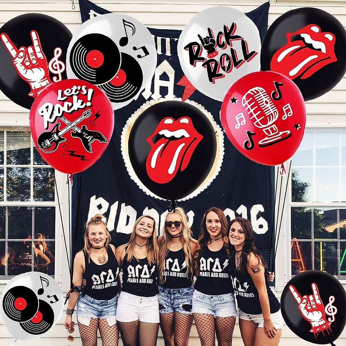 Rock and Roll Party Decoration Balloons 12'' Latex Balloons for Music Theme Party Decorations 1950's Birthday Party Supplies 50s 60s Rock Party Favors