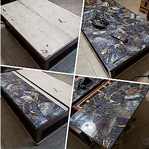 UPREDO Blue Stone Marble Granite Look Effect Countertops Gloss Vinyl Film 12inch by 79inch (Blue Stone)