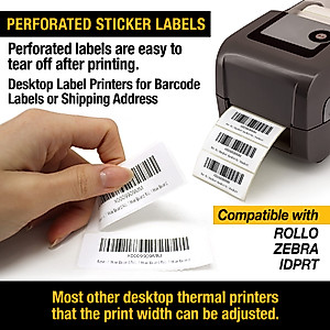 Jumuk Supplies 2 5/8" X 1” Direct Thermal Labels 2000 Per Roll Perforated Sticker for Barcode Shipping Labels Desktop Label Printers for Multipurpose Shipping Address (1 Roll (2000 Labels))