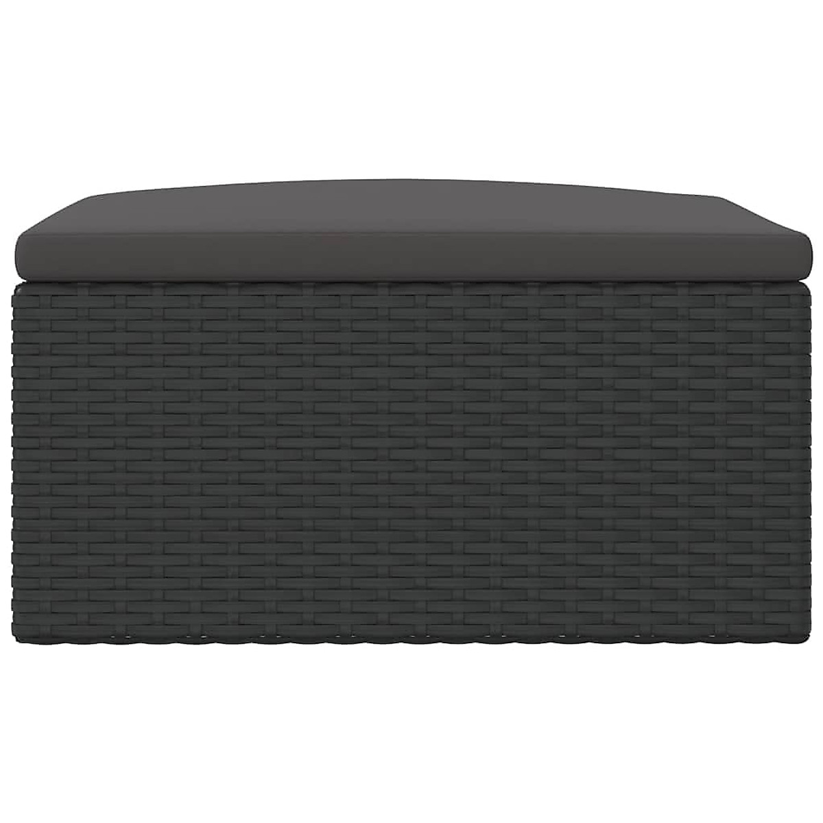 Makastle Outdoor Ottoman Patio Footstool Foot Rest Small Seat Furniture with Soft Cushion, All-Weather Patio Footrest for Garden Yard Deck Poolside, Black 20.9" x 20.1" x 9.6" Poly Rattan