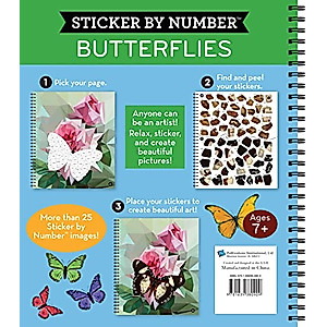 Brain Games - Sticker by Number: Butterflies (28 Images to Sticker)