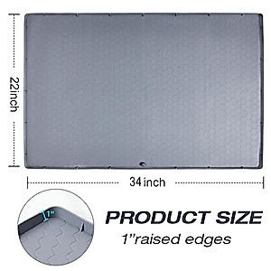 Under Sink Mat for Kitchen Waterproof, 34" x 22" Silicone Under Sink Liner Cabinet Mat Cabinet Protector, Sink Mats for Kitchen, Bathroom and Laundry Room