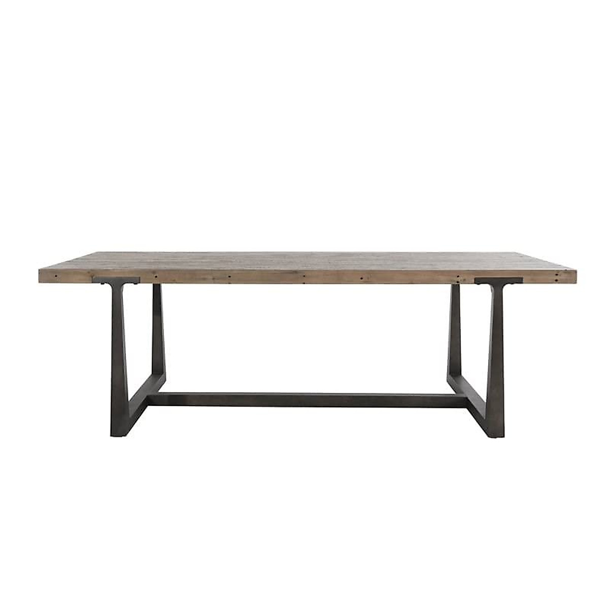 BOWERY HILL 94" Reclaimed Pine Wood and Iron Dining Table in Brown