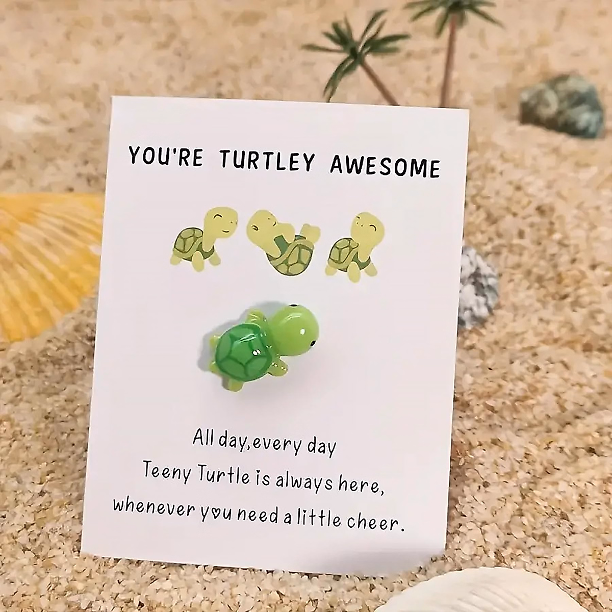 Green Mini Pocket Hug Turtle,Thank You Note Cards Greeting Card Mini Sea Turtle Figure Pocket Hug Gift for Friends and Family Cards and Card Stock, Greeting Cards