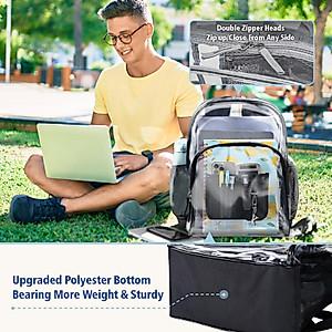 F-color Clear Backpack, Large Heavy Duty Sturdy Waterproof PVC Transparent Clear Bag for Men, Women, Boys, Girls, Stadium, School, Travel, Black