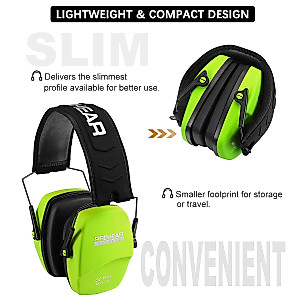 PROHEAR 016 Shooting Ear Protection Earmuffs 2 Pack, NRR 26dB for Gun Range, Hunting - Fruit Green and Orange