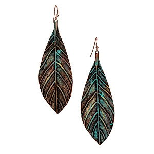 SPUNKYsoul Handmade Boho Lightweight Statement Leaf Earrings with Detailed Texture for Women