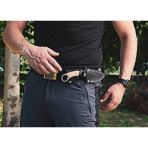 LionSTEEL H2 Karambit Style Fixed Blade EDC Hunting Hiking and Outdoor Knife, G10 and Micarta Handles, M390 Super Steel, Leather Sheath Included, Black G10