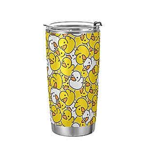 Duck Rubber Insulated Tumbler with Lid and Straw Stainless Steel Double Wall Vacuum Travel Mug Water Cup Coffee Tumbler 20oz Keep Cold or Hot Gift for Women Men Sports Hiking