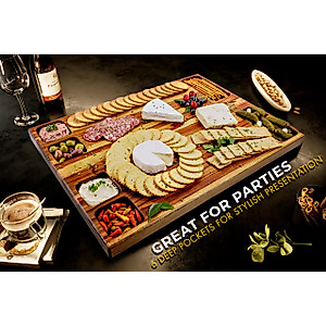 WuudCo Butcher Block Cutting Board | 18x24 Large Board for Meat Cutting, Large Charcuterie Board, Teak Handmade Cutting Boards, Thick Best Wood Cutting Board