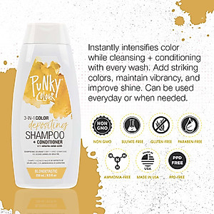 Punky Blondetastic 3-in-1 Color Depositing Shampoo & Conditioner with Shea Butter and Pro Vitamin B that helps Nourish and Strengthen Hair, 8.5 oz
