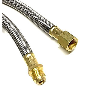 6FT Stainless Steel Braided Propane Hose Extension Assembly with 3/8" Female x 3/8" Male Flare for Gas Grill, RV Fire Pit