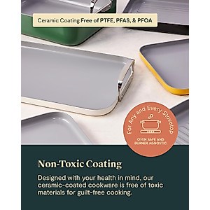 Caraway Square Cookware Set - Square Pans Set - Perfect for Griddling, Toasting, Searing, Roasting, and More - Non-Stick Ceramic Coated Pans - Non Toxic, PTFE & PFOA Free - Navy