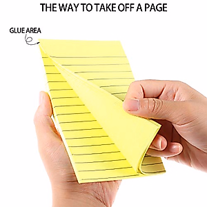 6 Pieces Sticky Notes Lined Self Sticky Notes Lined Colorful Lined Post Memos for Office, School and Home, 50 Sheets (Bright Neon Colors, 4 x 6 Inch)