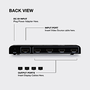 Expert Connect | 1x4 HDMI Splitter | Ultra HD 4K/2K | 1 Input - 4 outputs | Full HD/3D | 1080P | HDMI 1.4 | HDTV | PS4 / PS3 | XboxOne / 360 | DVD | Blu-ray | DTS Digital