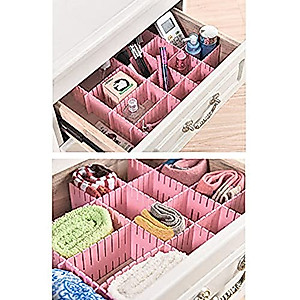 ZZ Lighting 8 Pcs Plastic DIY Grid Drawer Divider Finishing Shelves for Home Tidy Closet Makeup Socks Underwear Kitchenware Pink