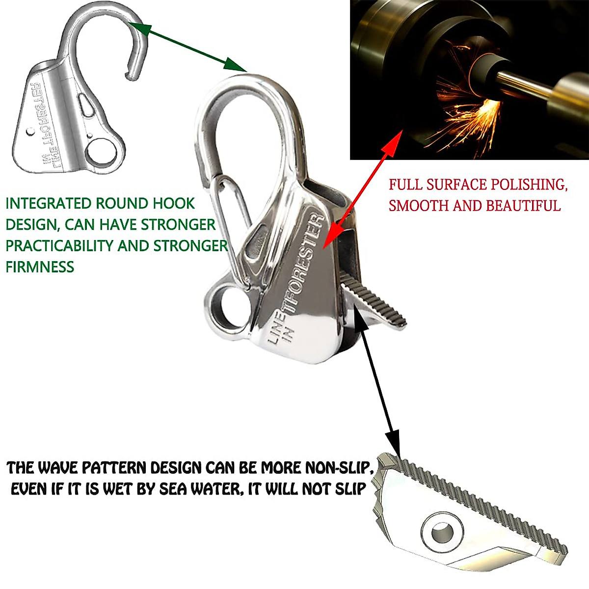 TFORESTER Stainless Steel Anchor Hook Slide Hook Boat Hook Knotless Anchor System Easy to Use with Quick Release (Rope Not Included) Holds 9000 lb