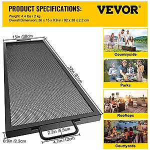 VEVOR Rectangle Fire Pit Grate,32-inch Fire Pit Grill Grate, X-Marks Rectangle Grill Grate, Black Steel Fire Grate, Fire Pit Cooking Grate with Handles, Fire Grill Grate for Fire Pit, Campfire