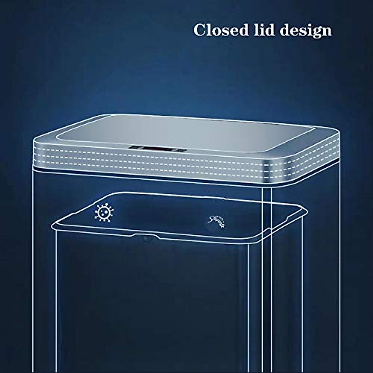 Slim Smart Trash Can Simple Induction Trash Can Household Trash Bin with Lid Smart Living Room Kitchen Large Capacity Trash Can (Silver/Gold) Bathroom Trash Can (Capacity : 22L, Color : Gold)