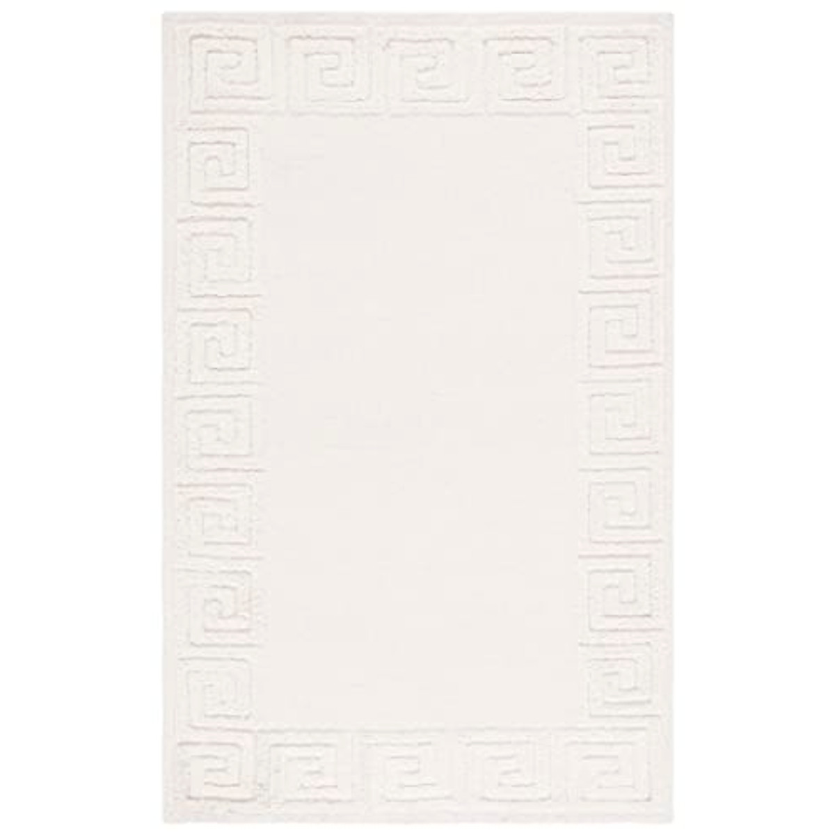 SAFAVIEH Metro Collection Area Rug - 8' x 10', Ivory, Handmade Greek Key Border Wool, Ideal for High Traffic Areas in Living Room, Bedroom (MET276A)