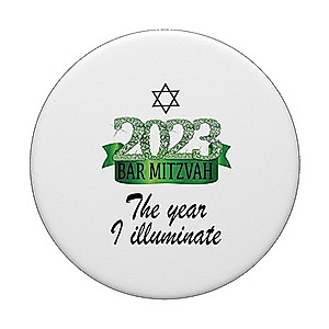 2023 Bar Mitzvah Quote Festive White Green Decor PopSockets Standard PopGrip