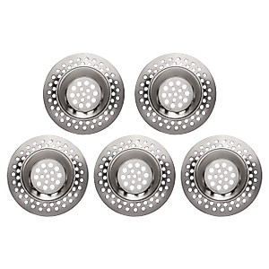 Utility Kitchen Sink Tub Screen Drain Stopper Metal Cover Mesh - Pack of 5 - Universal Bathroom Hair Catcher Bathtub Strainers