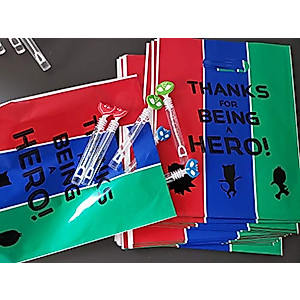 Party Favor Plastic Goodie Bags with Handles- Theme Birthday Supplies Gift Bag for Kids and Adults – Hero Masks (24 Pack)