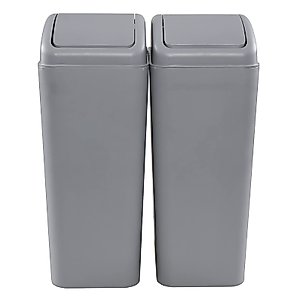 CadineUS 14 Liter Plastic Trash Can with Lid, Kitchen Bathrooom Office Garbage Bin Set of 2
