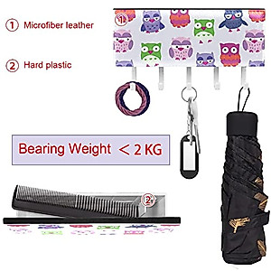 Colorful Buho Owl Pattern Rack Organizer with 5 Hooks Wall Bathroom Kitchen Shelf Rack Multifunctional Storage Shelf