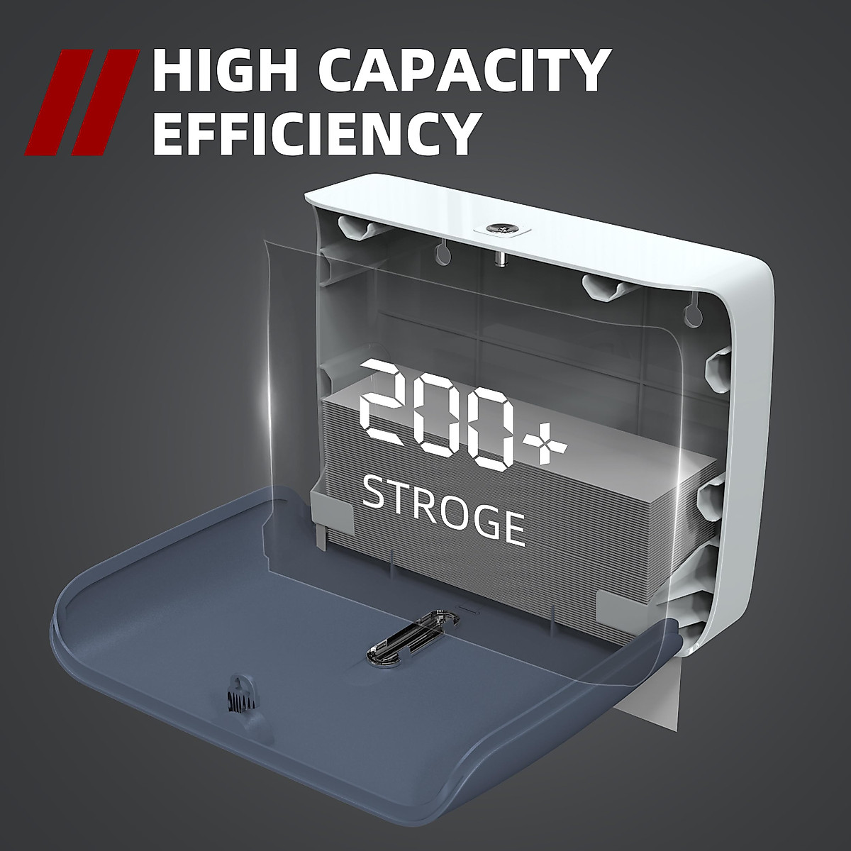 PLUSSEN Paper Towel Dispenser Wall Mount,Capacity 200+ Sheets ZFold Tri Fold Blue Adhesive No Drilling or Screws Installation for Home Toilet