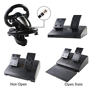 Racing Wheel, PXN-V3II 180° Game Racing Steering Wheel with Pedal and Shift Paddle, Compatible for PC, PS3, PS4, Xbox One, Nintendo Switch.（Black）
