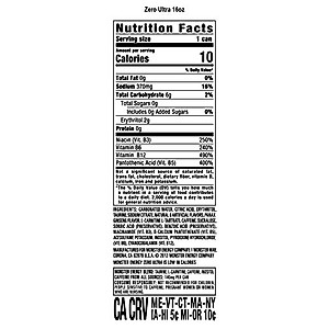 Monster Energy Zero Ultra, Sugar Free Energy Drink, 16 Fl oz (Pack of 15)