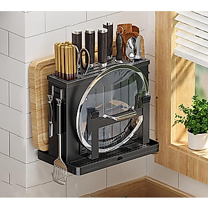 MYBAQ,Kitchen Knife Rack,Knife Holder for Kitchen Counter,Knife Rack,Knife Organizer,Stainless Steel Knife Holder,30 * 16 * 26.3cm,Features: Wall mountable Without Holes, Large Capacity