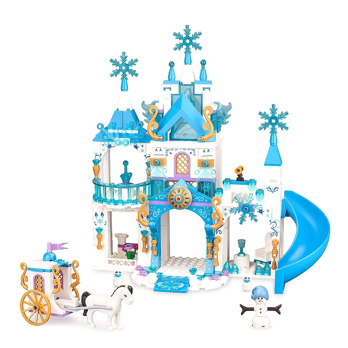JIMUJIA Girls Building Blocks Toys Princess Castle 377 Pieces Ice and Snow Blue Dream House Construction Toys for Girls Building Bricks Toys for Brithday for Kids 6 Years and Up