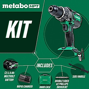 Metabo HPT 36V MultiVolt Cordless Hammer Drill Kit with Batteries and Charger | 1/2-inch Keyless | DV36DAG