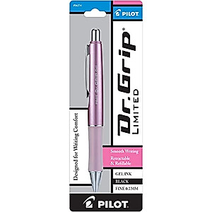 PILOT Dr. Grip Limited Refillable & Retractable Gel Ink Rolling Ball Pen, Fine Point, Assorted Barrel, Black Ink, Single Pen (36274)