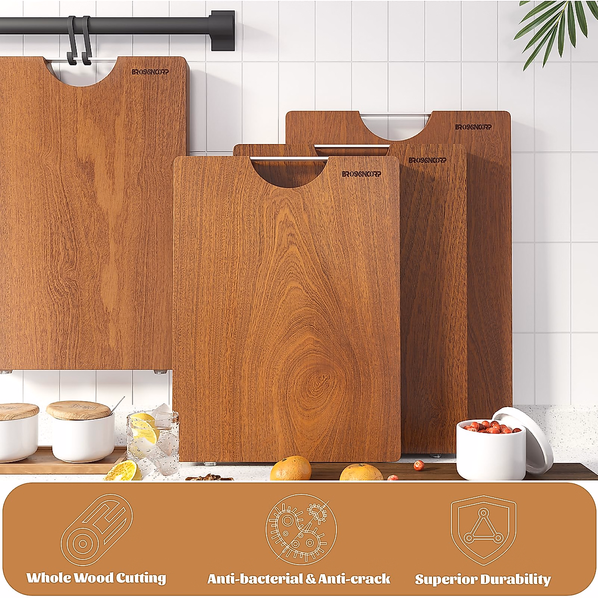 Brosisincorp Real Solid Sapele Wood Cutting Board One Piece No Glue Non Toxic All Whole Single Wood Butcher Block Thick Hard Wood Heavy Duty Edge Grain (X-large, 17.71"L*11.81"W*1.18"Th)