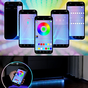 Anbuy LED 6 Drawer Dresser, Modern Dresser with High Gloss Drawers Dual Chest of Drawers Black Dresser for Bedroom with Lights (Black)