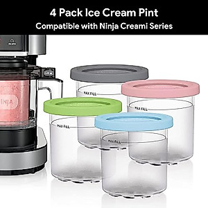 ChooKaChoo Containers Replacement for Ninja Creami Pints and Lids, Compatible with NC301 NC300 NC299 Series Ice Cream Maker, Leak-proof Lids, BPA Free, Dishwasher Safe
