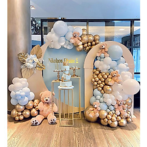Beliueyes OH Baby Balloon Garland Arch Kit 135pcs Gold White Light Blue Balloons for Bridal Shower Baby Shower Birthday Wedding Baptism Engagement Theme Party Decorations