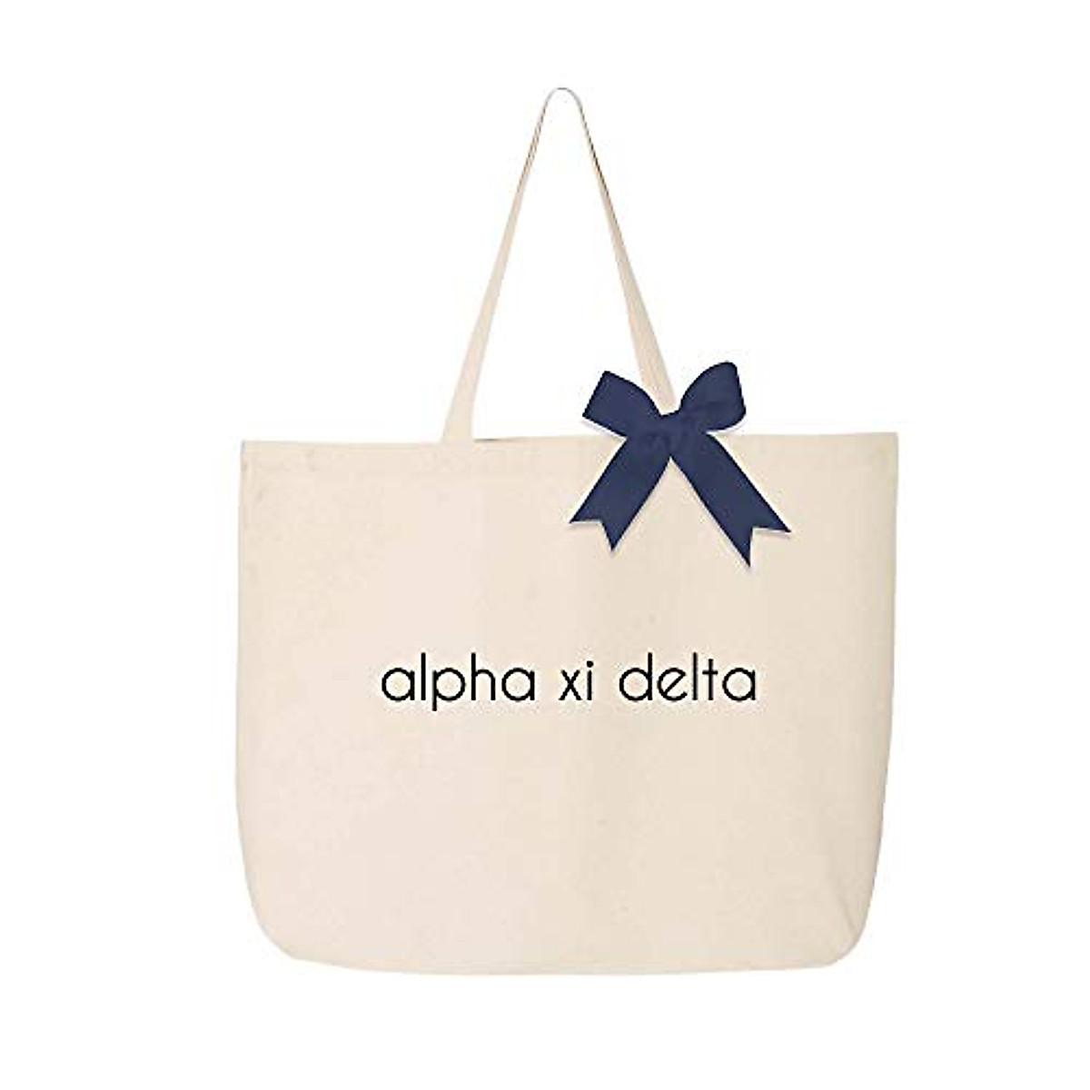 Tote Bags with Alpha Xi Delta Color Bow - Classic Sorority Name Design - Large Canvas Tote Bag for Women and Sisterhood
