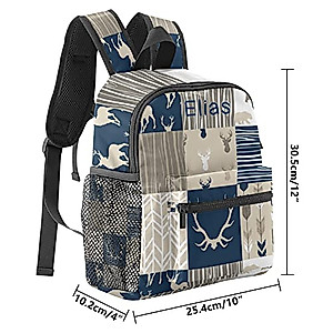 Eiis Woodland Forest Deer Bear Personalized School Backpack for Teen Kid-Boy /Girl Toddler Daypack Kindergarten One Size P22889 P22889