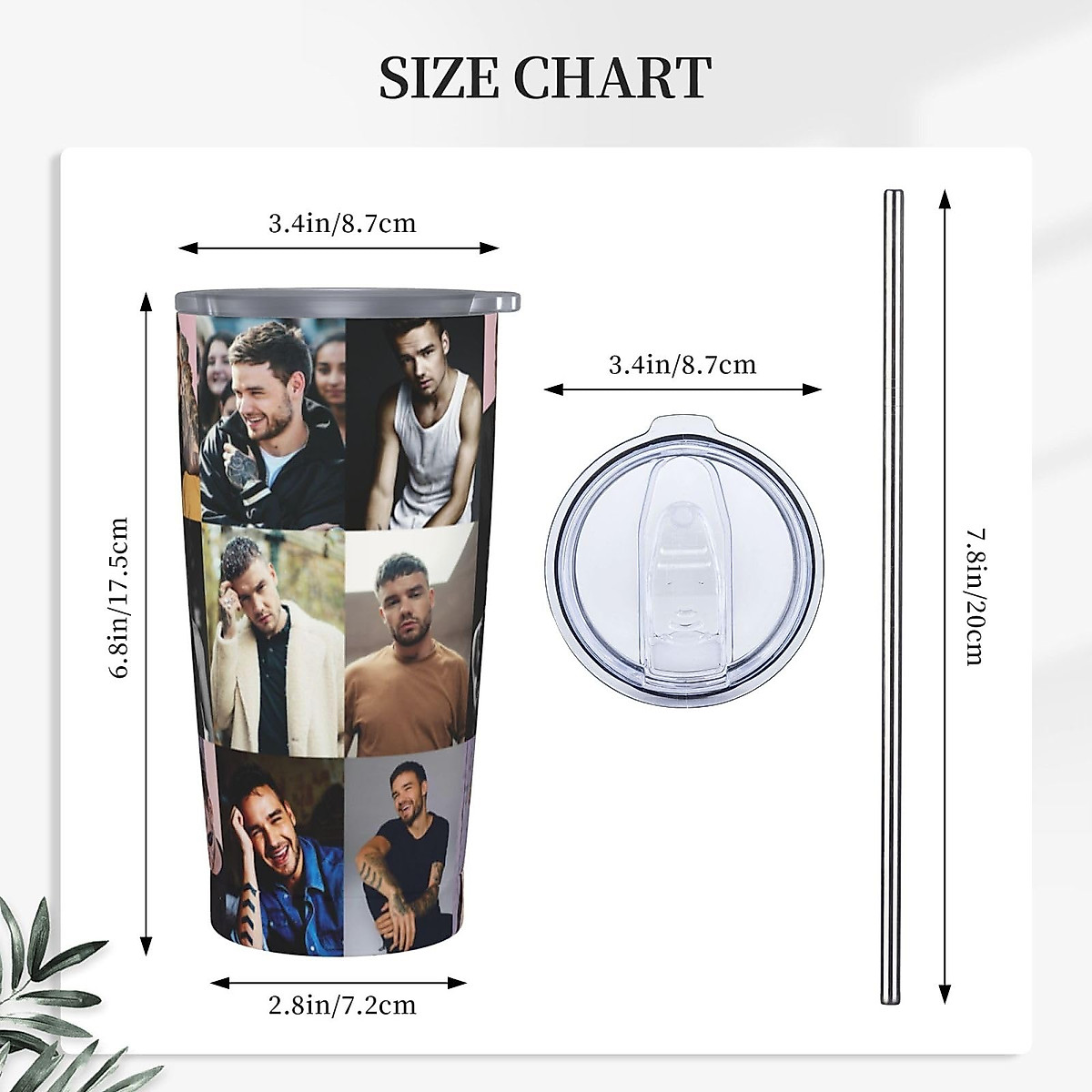 UALWORY Liam Music Payne Tumbler Cup 20oz Travel Coffee Mug with Lid and Straw Stainless Steel Insulated Mugs