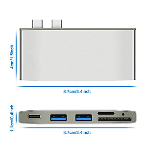 GreenByte USB Type C hubs adapter with micro sd tf slot support Charging 2 port usb 3.0 for macbook pro air mac os