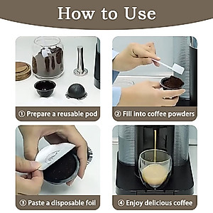 5pcs Reusable Coffee Pods for Nespresso VertuoLine, Refillable Coffee Capsules for Vertuo, Refill Coffee Pod for Nespresso Machine with 5pcs Aluminum Foil Lids (5pcs Black (230 ml))