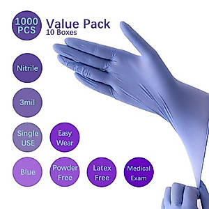Dr.GreenPanda Large 1000pcs Great Value Blue Nitrile Medical Exam Gloves Food Safe for Healthcare Food Prep Food Handling Cooking Cleaning Multipurpose Light Work Latex Free Powder Free Non-Sterile